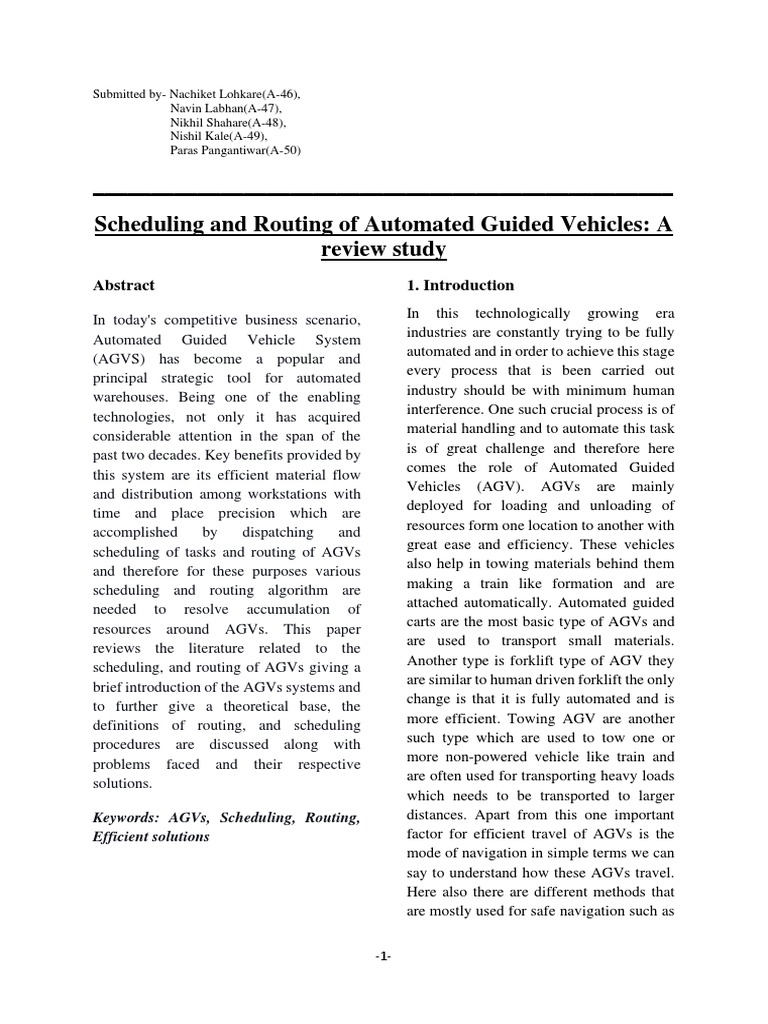 AIP Paper - Scheduling and Routing of Automated Guided Vehicles | PDF | Routing | Computing
