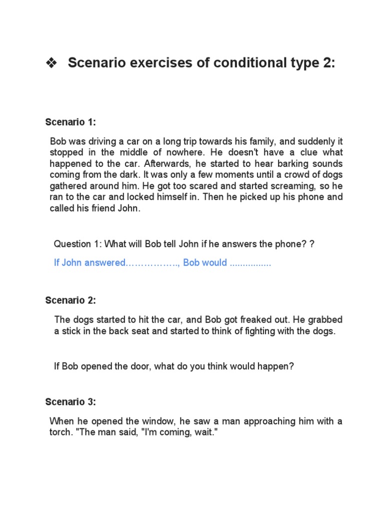 Scenario Exercises of Conditional Type 2 | PDF