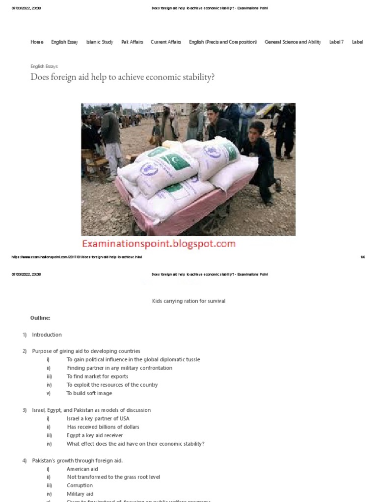 Does Foreign Aid Help To Achieve Economic Stability | PDF | Aids ...