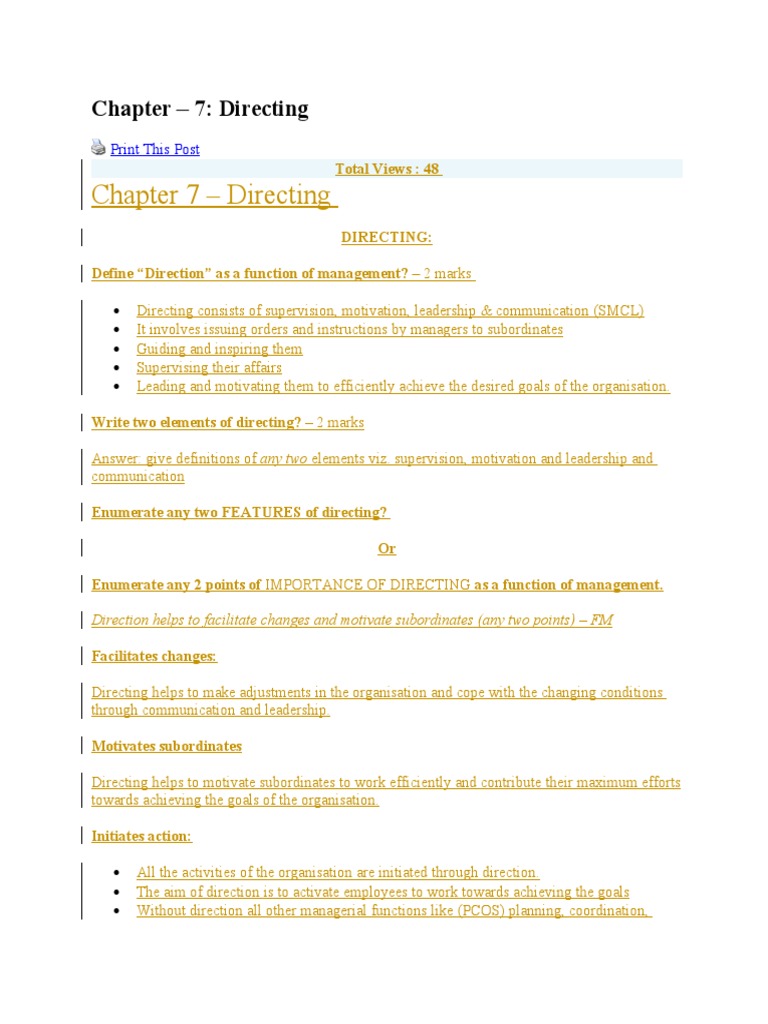 Chapter - 7: Directing | PDF | Motivational | Motivation