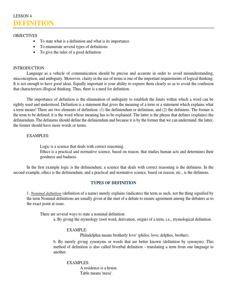 Philosophy and Logic - Module 4 | PDF | Definition | Reason