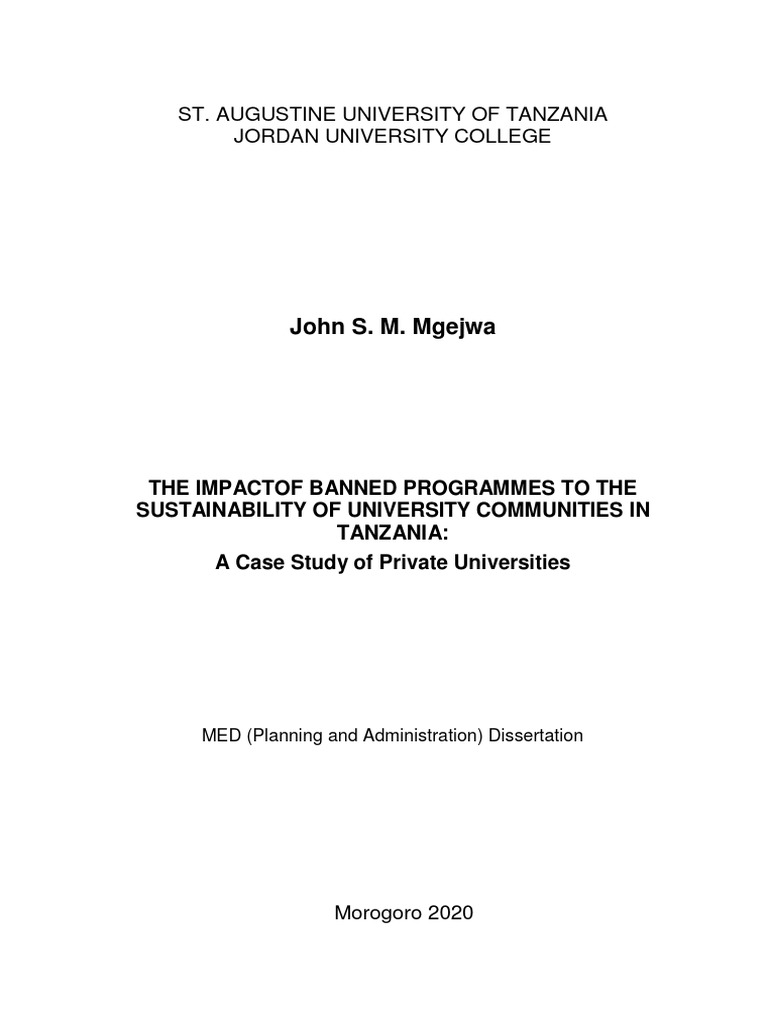 John Mgejwa Master's Degree Dissertation - Compressed | PDF | Interest | Market Failure