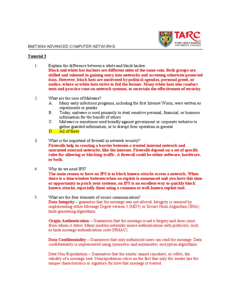 Tutorial 3: Bmit3094 Advanced Computer Networks | PDF | Social Engineering (Security) | Public ...