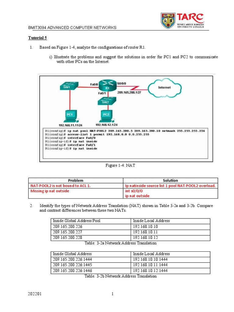 Tutorial 5: Bmit3094 Advanced Computer Networks | PDF | Ip Address ...