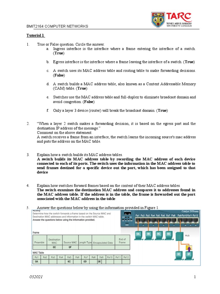 BMIT2164 T1 Switching Concept | PDF | Network Switch | Computing