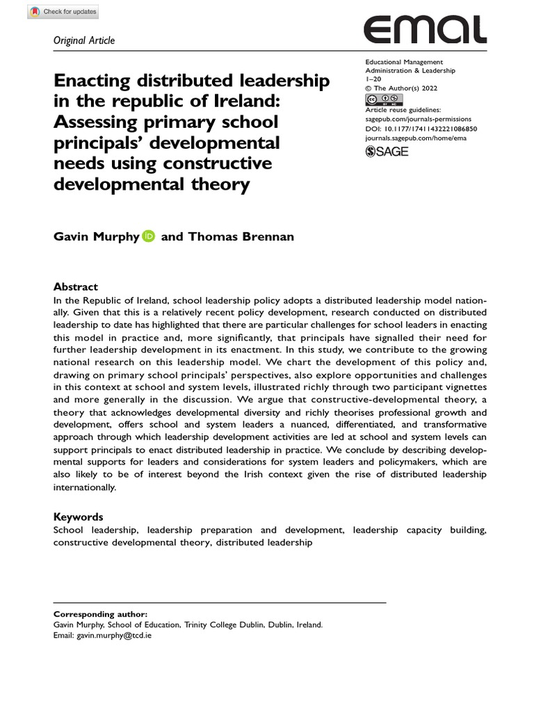 Enacting Distributed Leadership | PDF | Leadership | Learning