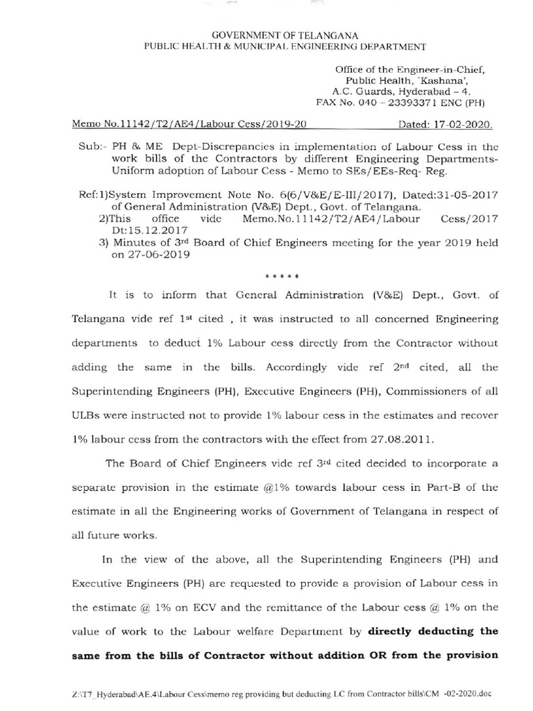 Labour Cess Clarification ENCPH | PDF