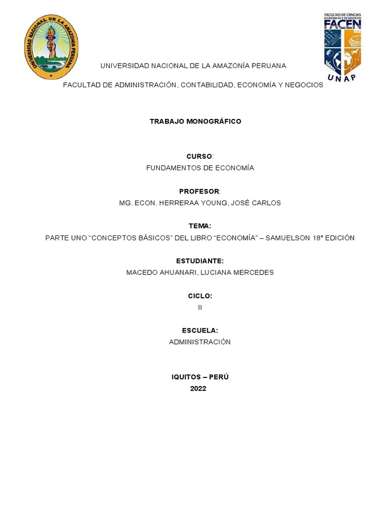 Resumen Capítulo 1 y 2 Libro Economía - Samuelson Nordhaus | PDF | Mercado (economía) | Oferta ...