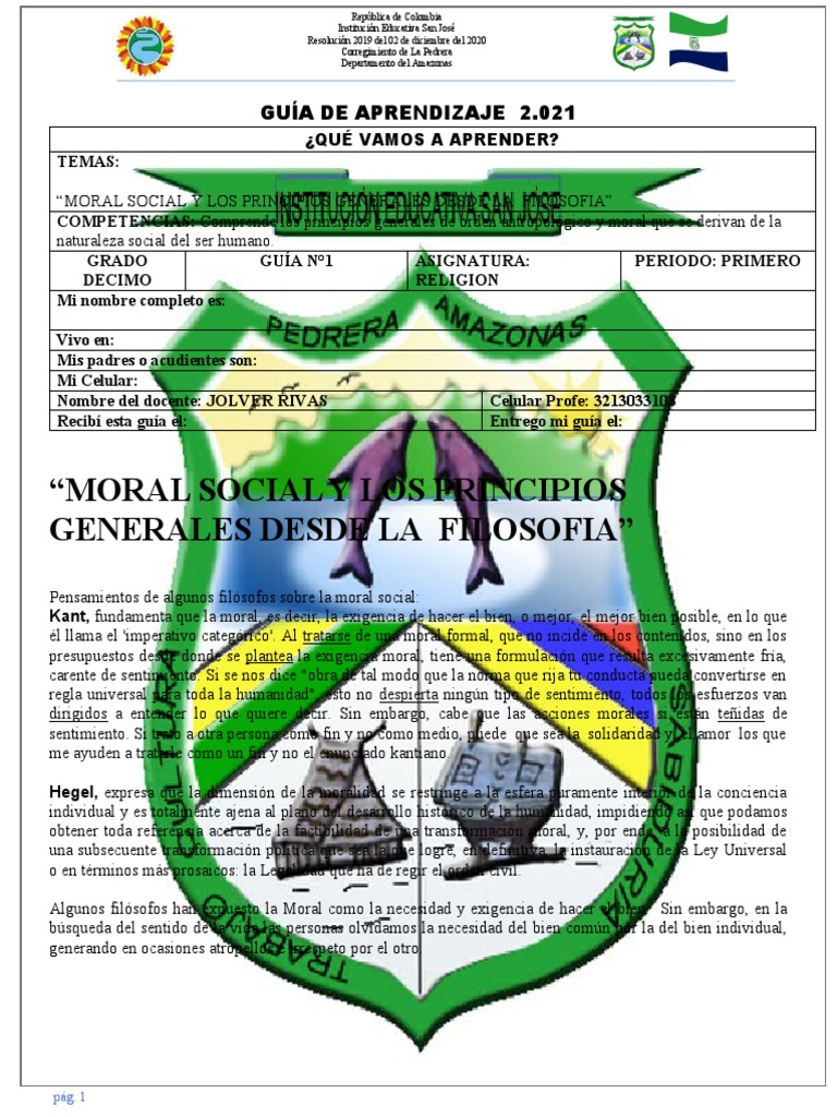 Religion Decimo 1 Entrega | PDF | Moralidad | Immanuel Kant