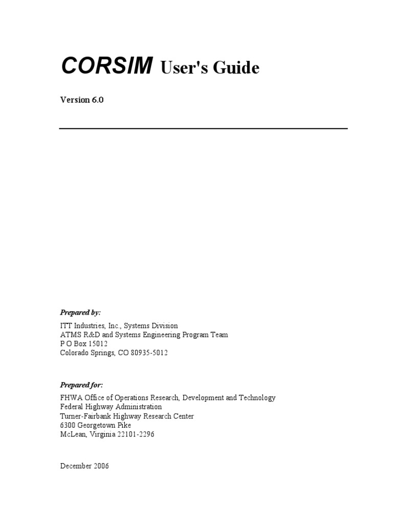 CORSIM Users Guide | PDF | Traffic | Simulation