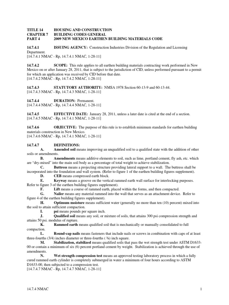 2009 New Mexico Earthen Building Materials Code | Download Free PDF ...