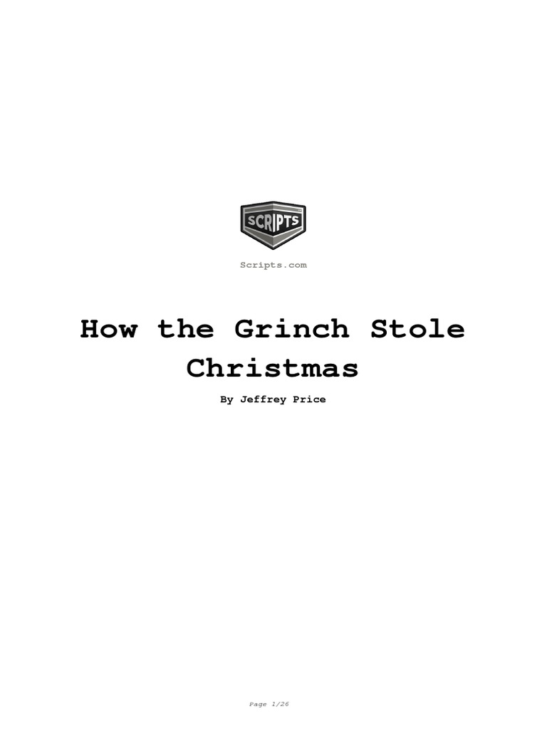 How The Grinch Stole Christmas Movie Script in PDF Format | PDF
