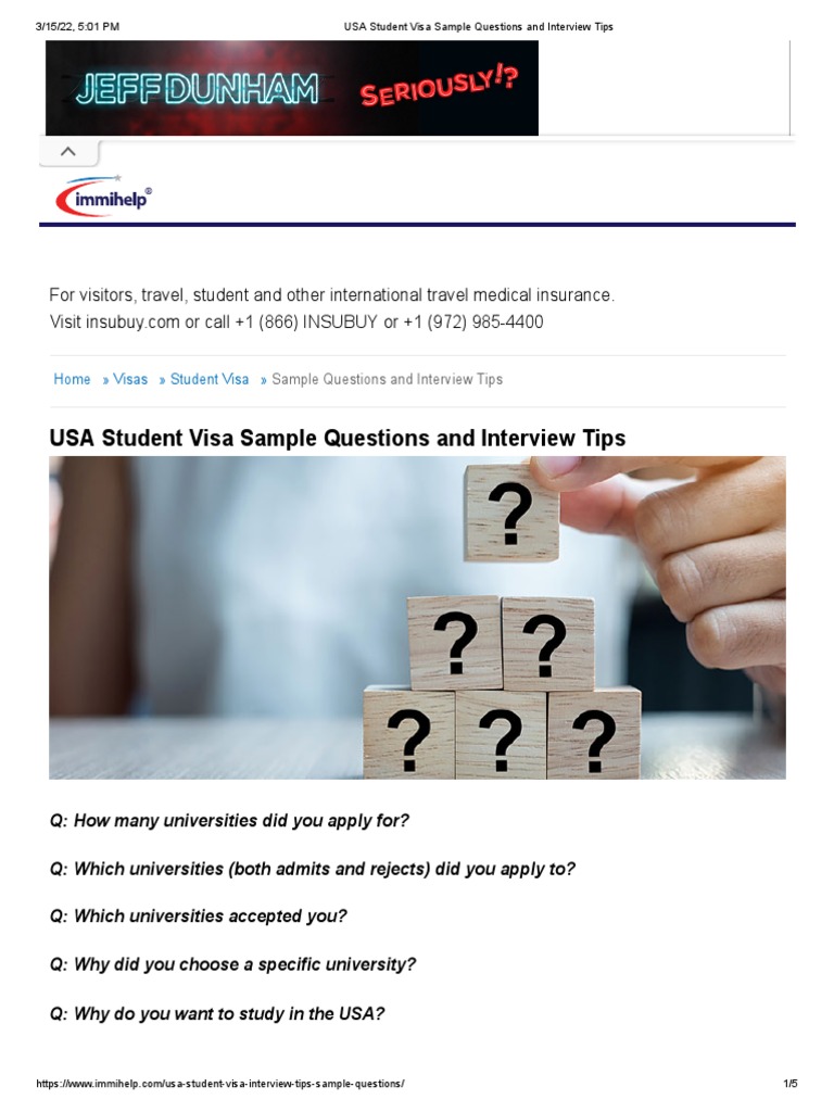 US Student Visa Interview Questions Guide | PDF | Travel Visa ...