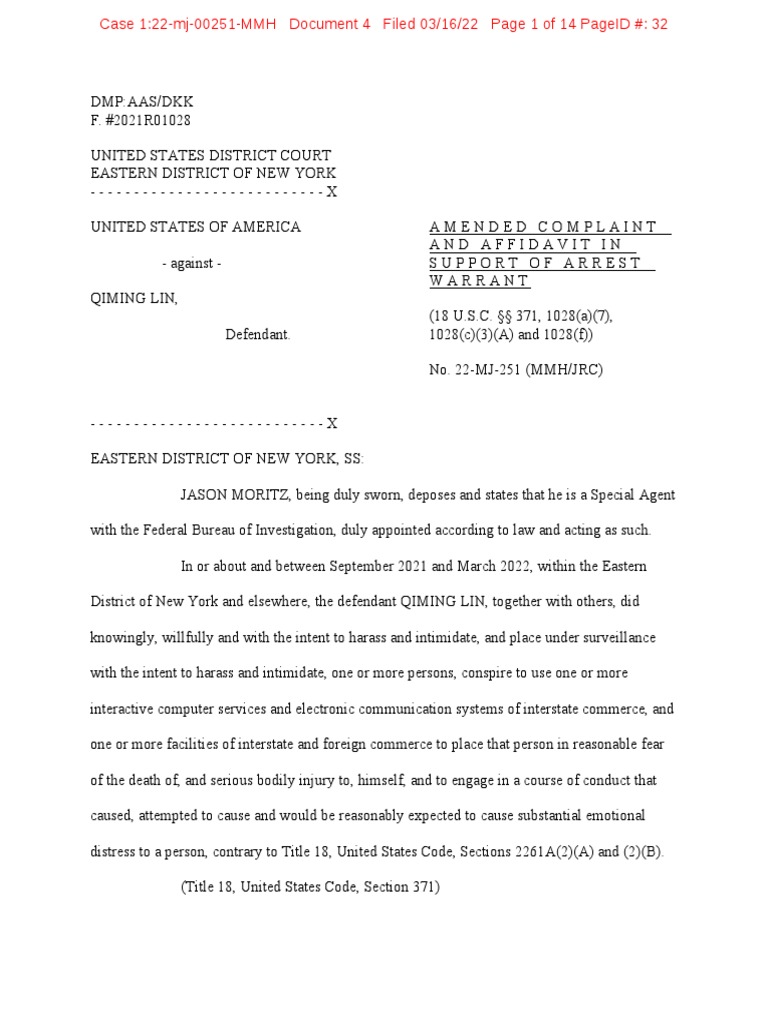 USA vs. Qiming Lin | PDF | Federal Bureau Of Investigation | American ...