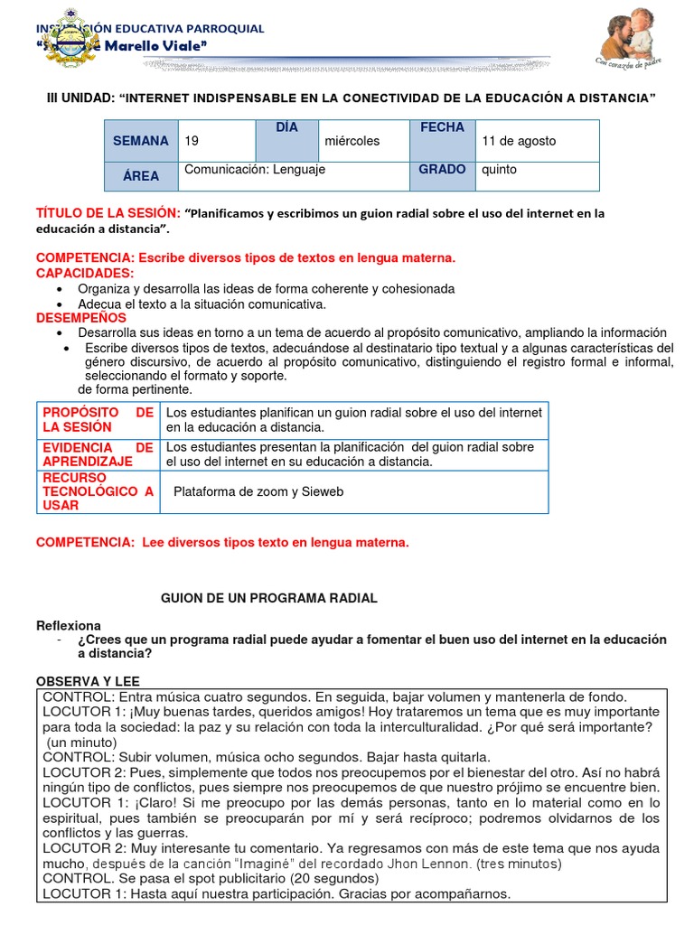Trabajo de Lenguaje Semana 19 | PDF | Internet | Educación a distancia