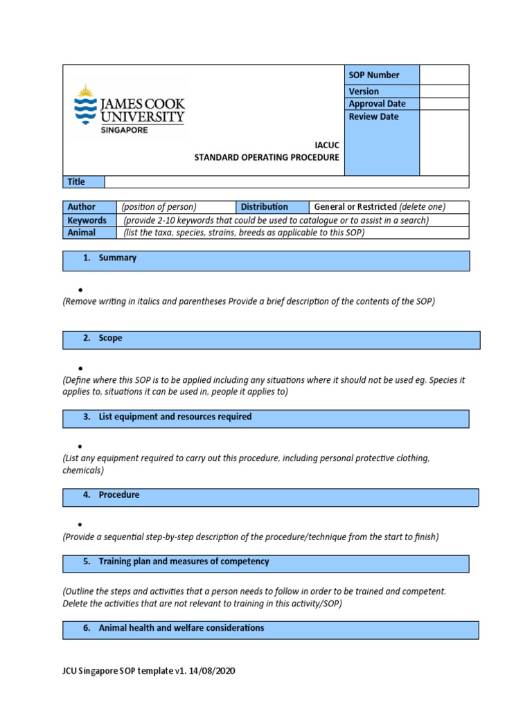 Standard Operating Procedure Template 04 | PDF