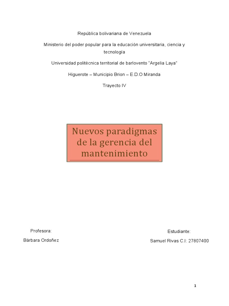 Nuevos Paradigmas Del Mantenimiento | PDF | Benchmarking | Ingeniería de confiabilidad