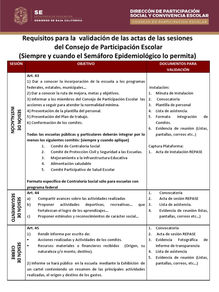 Requisitos para Validacion Consejo | PDF
