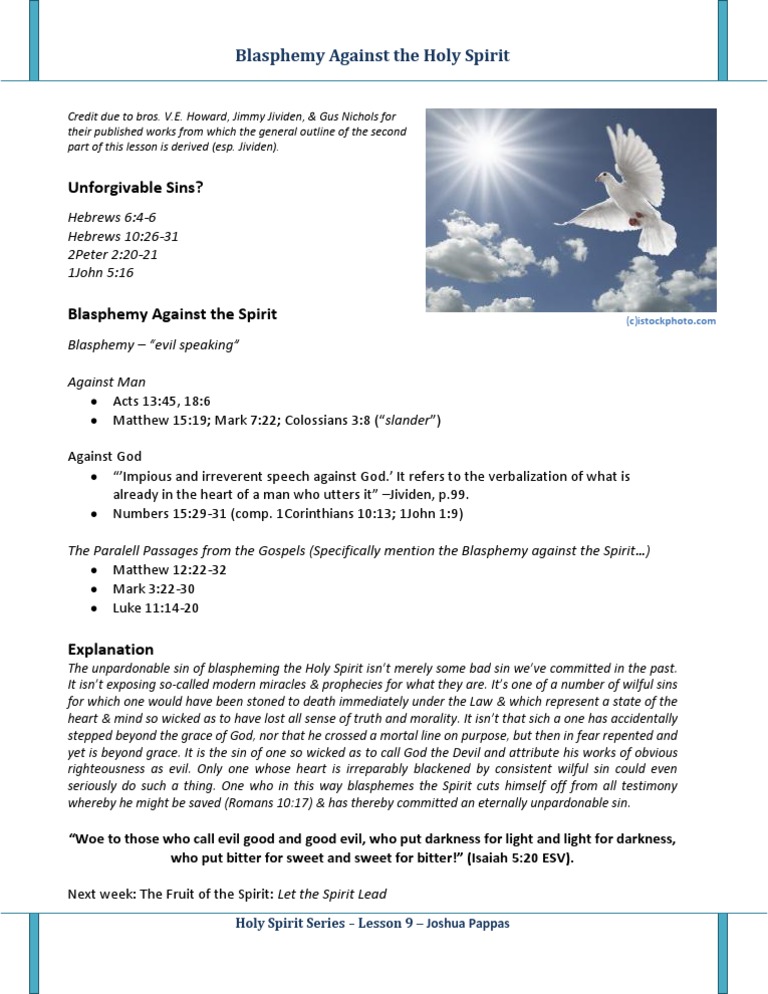 Understanding Blasphemy Against the Spirit | PDF