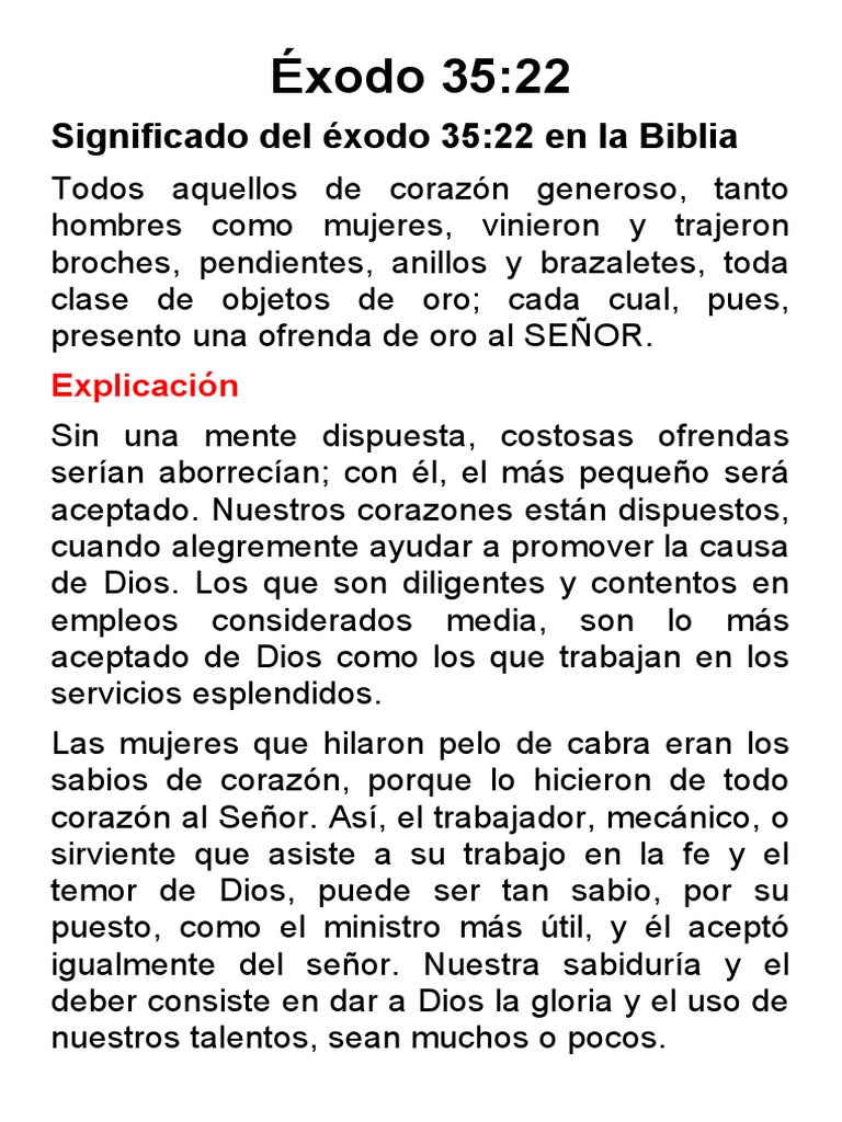 Éxodo 35 | PDF | Hogar, jardinería y bricolaje | Religión y espiritualidad