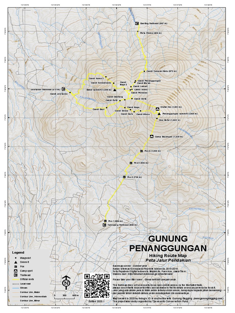 Peta Jalur Pendakian Gunung Penanggungan | PDF | Cartography | Earth ...
