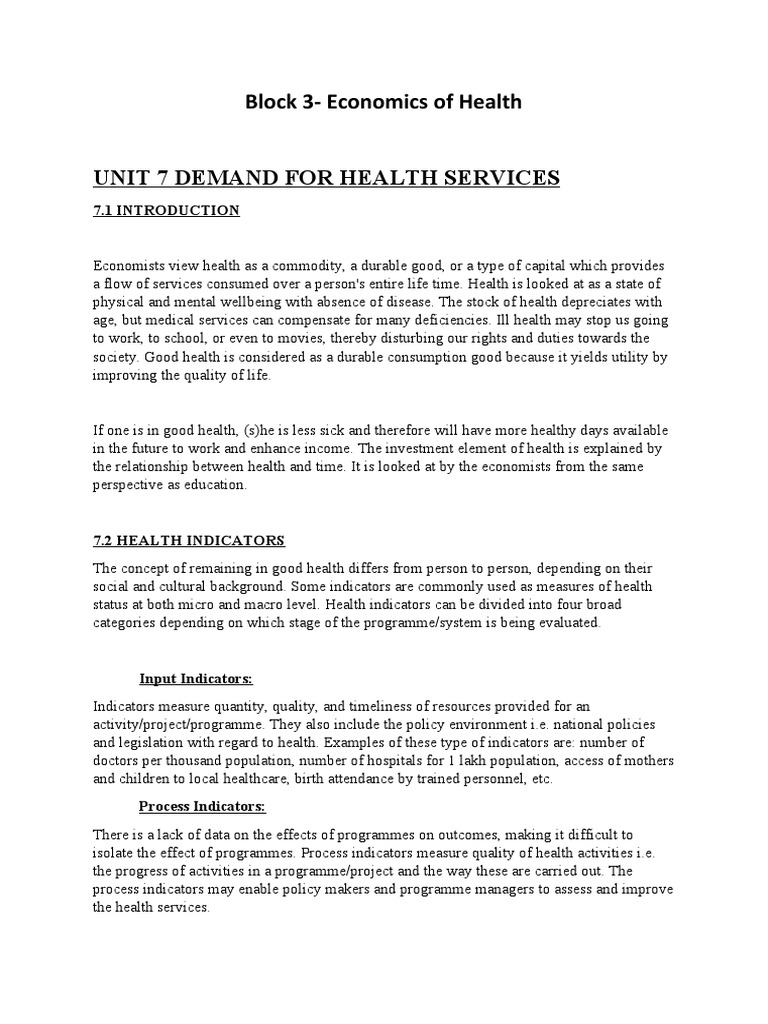 Block 3 - Economics of Health Notes | PDF | Health Economics | Health Care