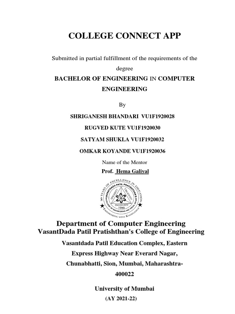 College Connect App | PDF | Databases | Android (Operating System)