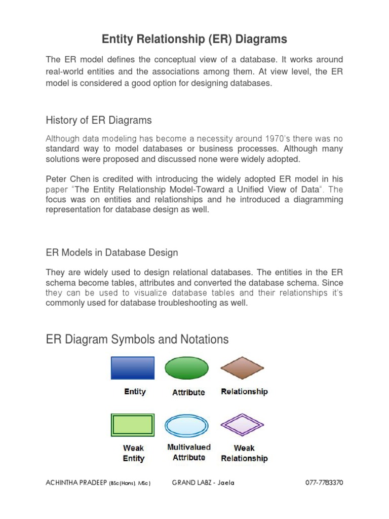 Entity Relationship (ER) Diagrams | PDF | Conceptual Model ...