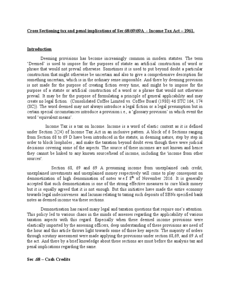 Deemed Income 68,69,69A - EDITED FINAL | PDF | Taxes | Income Tax