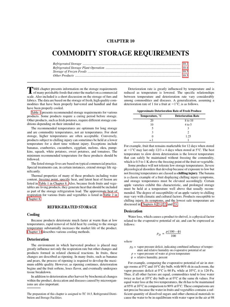 Commodity Storage Requirements: Refrigerated Storage Cooling ...