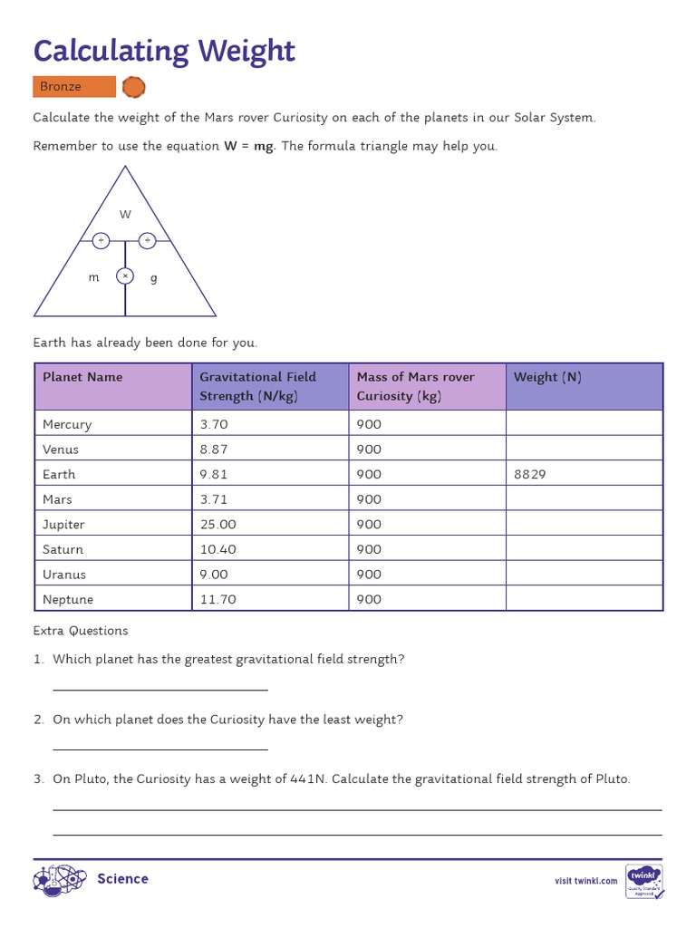 Calculating Weight Worksheet T1 | PDF | Teaching Methods & Materials ...