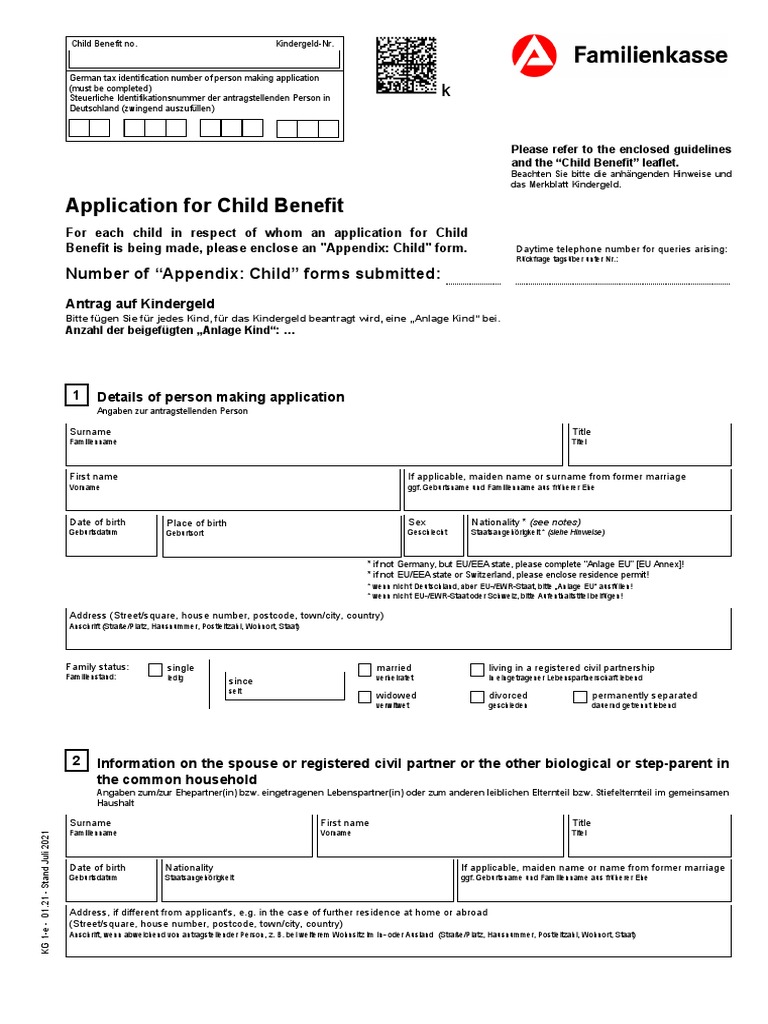 kb1 e Antrag Kindegeld - Ba014064 | PDF