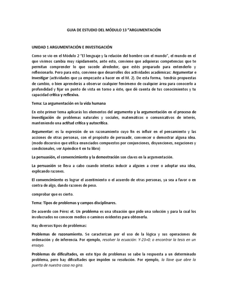 GUIA MÓDULO 13 Argumentacion | PDF | Falacia | Razonamiento inductivo