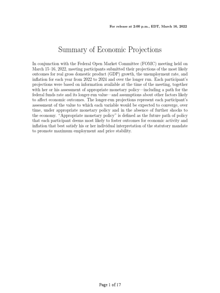 Fed Projections | Download Free PDF | Personal Consumption Expenditures ...
