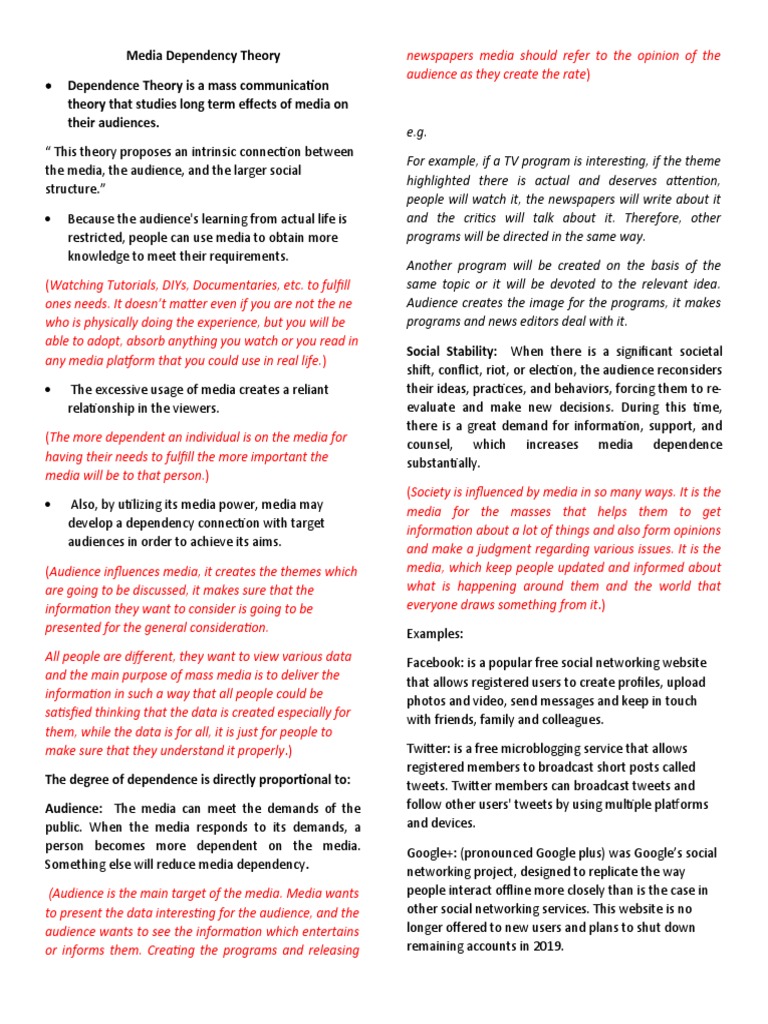 Media Dependency Theory Report | PDF | Mass Media | Social Networking ...