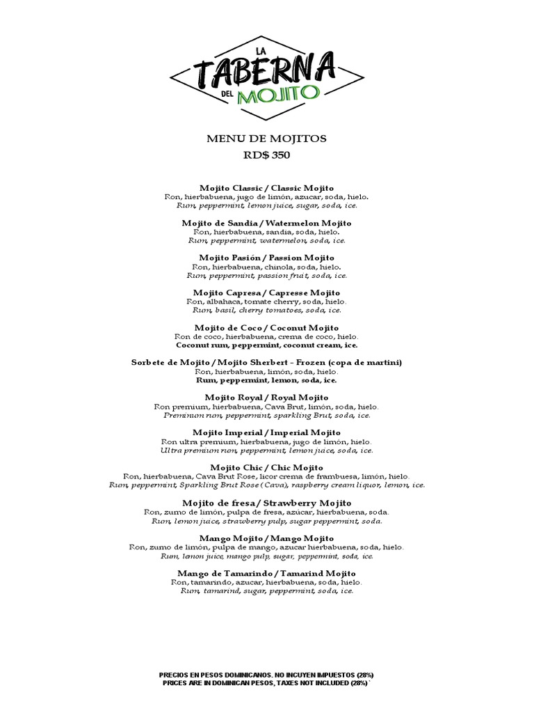 2022 - Menú Bebidas La Taberna | PDF | Ginebra | Bebida
