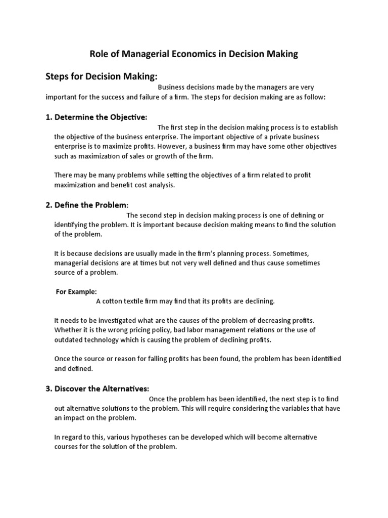 Managerial Economics in Decision Making | PDF | Decision Making | Economies