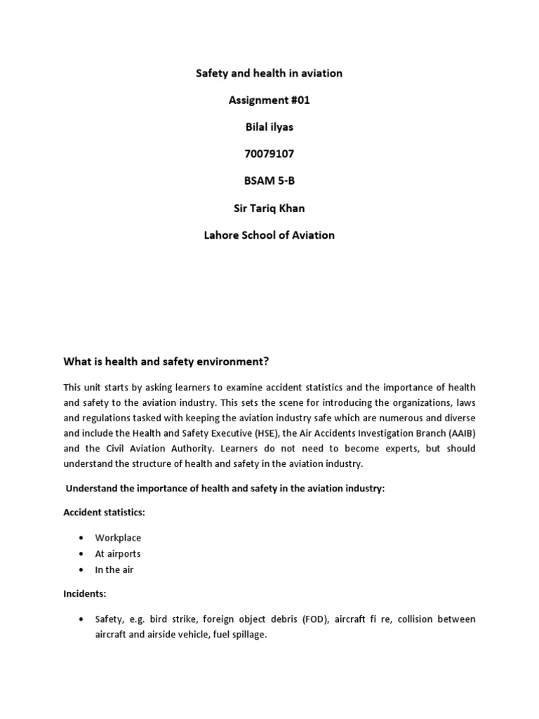 Safety and Health in Aviation 01 | PDF | Federal Aviation ...