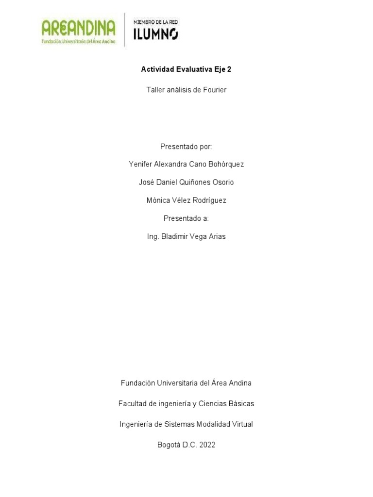 Taller Análisis de Fourier MATE YA | PDF | Integral | Series de Fourier