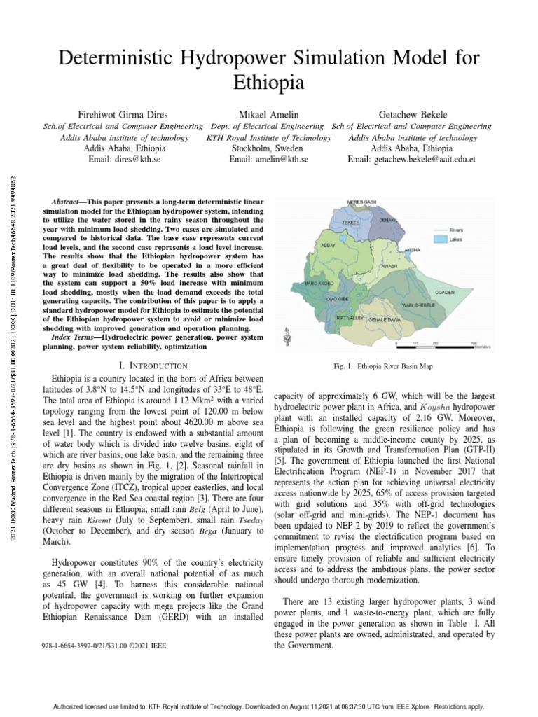 Deterministic Hydropower Simulation Model For Ethiopia | PDF ...