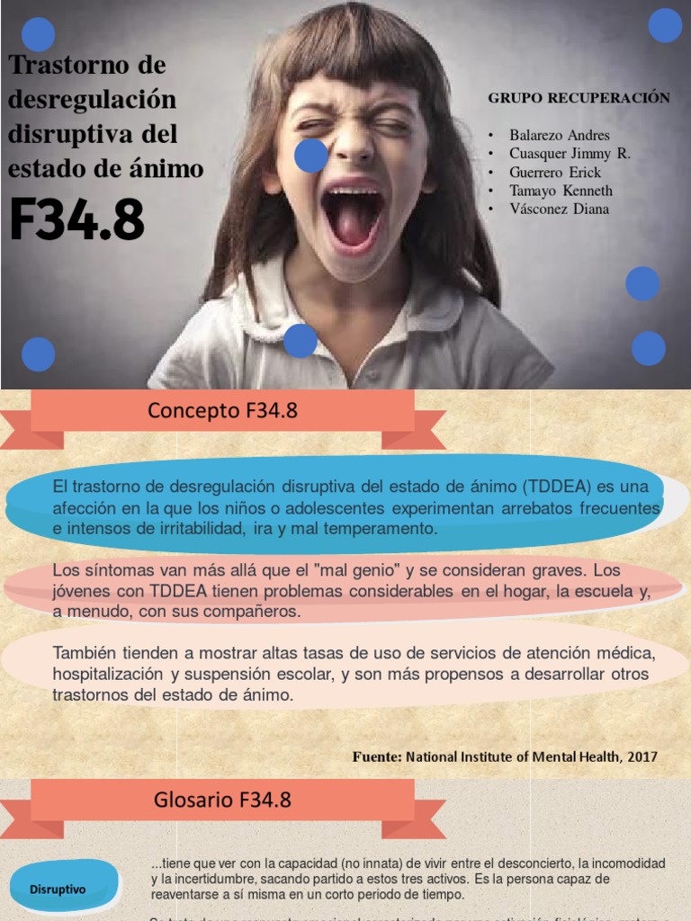 F34.8 Trastorno de Desregulación Disruptiva Del Estado de Ánimo ...