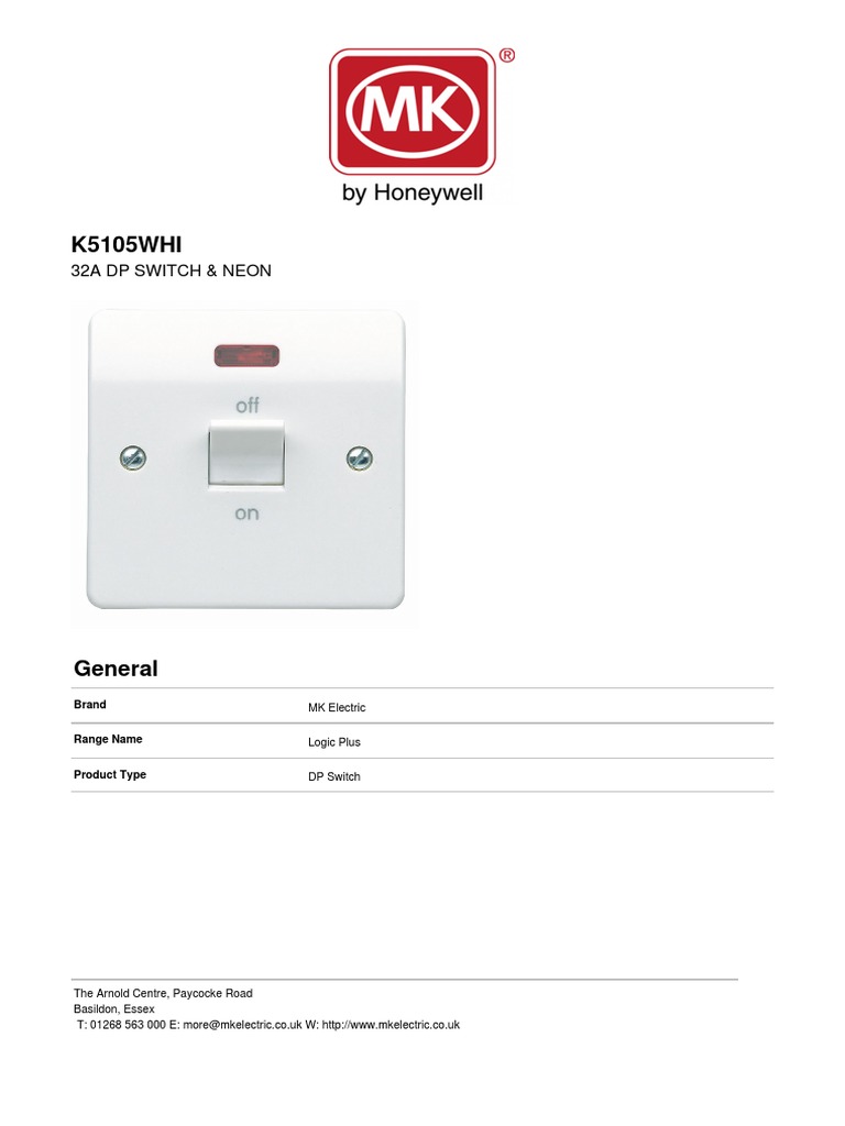 MK Electric - K5105WHI Datasheet 2022-01-10-140735 | PDF