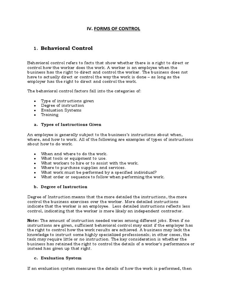 Forms of Control | PDF | Employment | Business