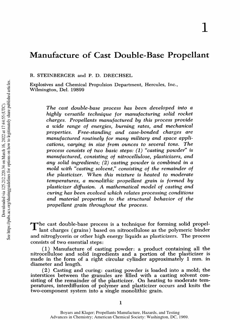 Manufacturing Double-Base Cast Propellant | PDF | Rocket Propellant ...