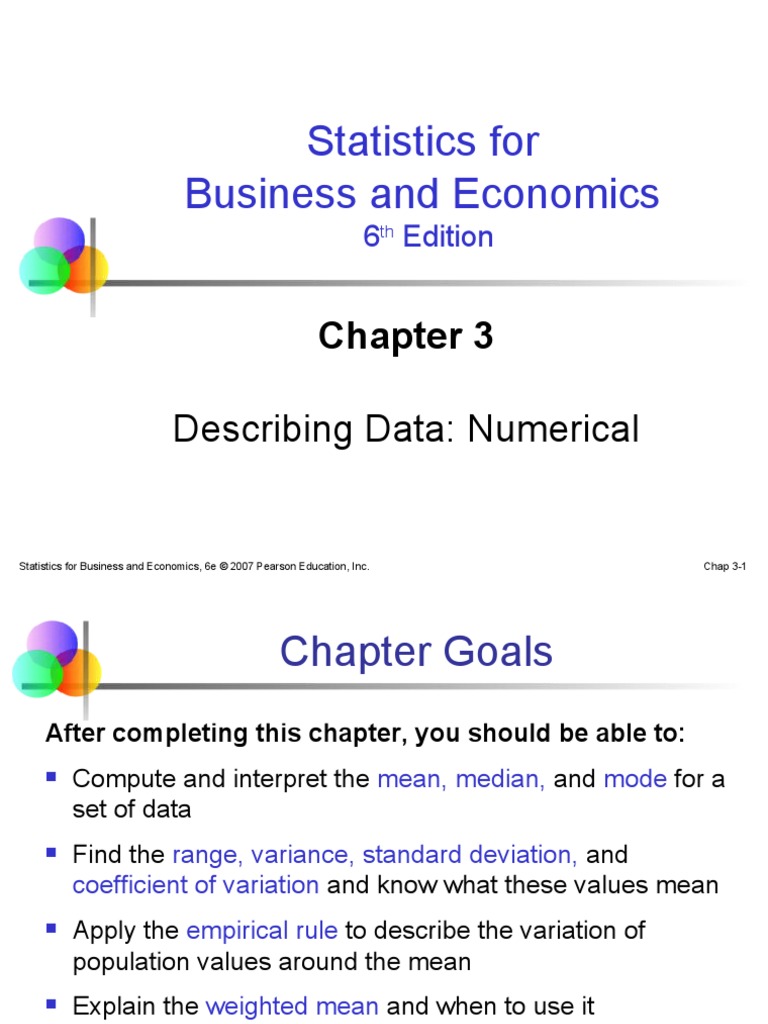 Statistics For Business and Economics: Describing Data: Numerical | PDF ...