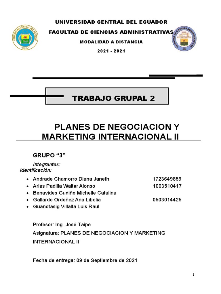 Trabajo Grupal 2 - GR 3 - Marketing Internacional Ii | PDF | café | Procesos de negocio