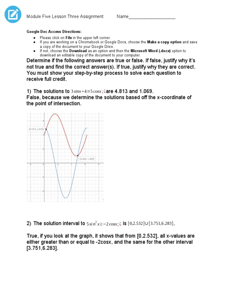 Math Assignment: True/False Solutions | PDF