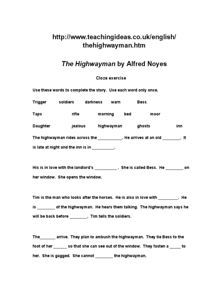 Thehighwayman - HTM: The Highwayman by Alfred Noyes | PDF | Poetry ...