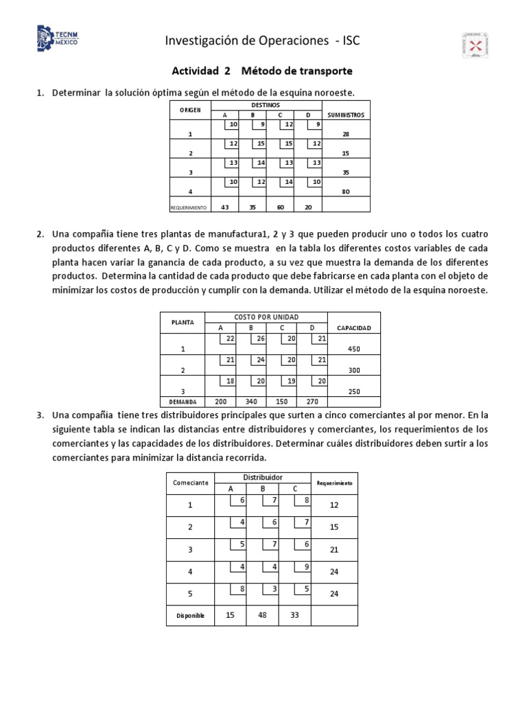 Metodo de Transporte | PDF