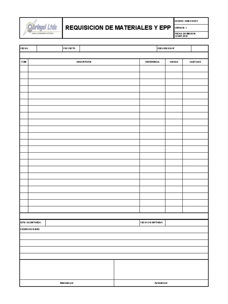 Formato Requisicion de Materiales | PDF